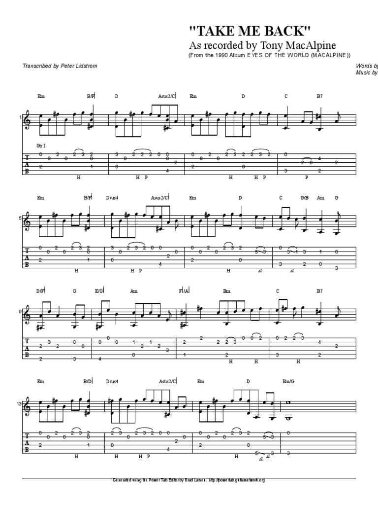 Tony Macalpine - Take Me Back | PDF