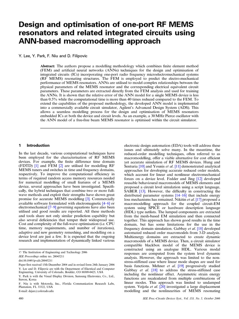 Design and Optimisation of One Port RF M | PDF | Resonance | Finite ...