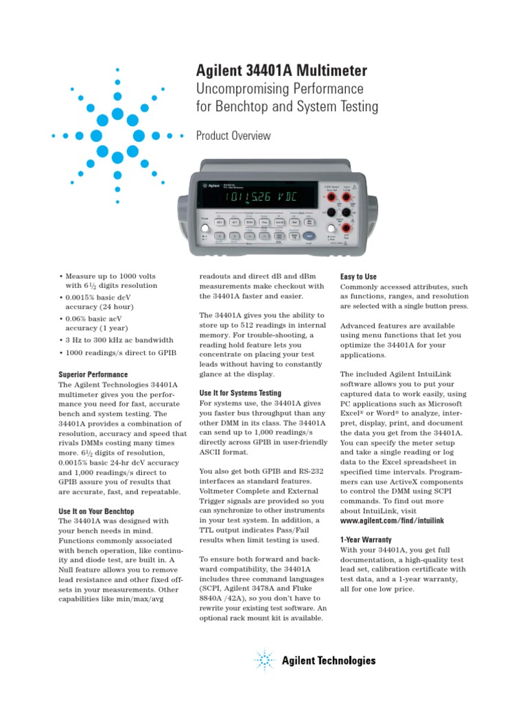 Agilent 34401a | Download Free PDF | Computing | Computer Engineering