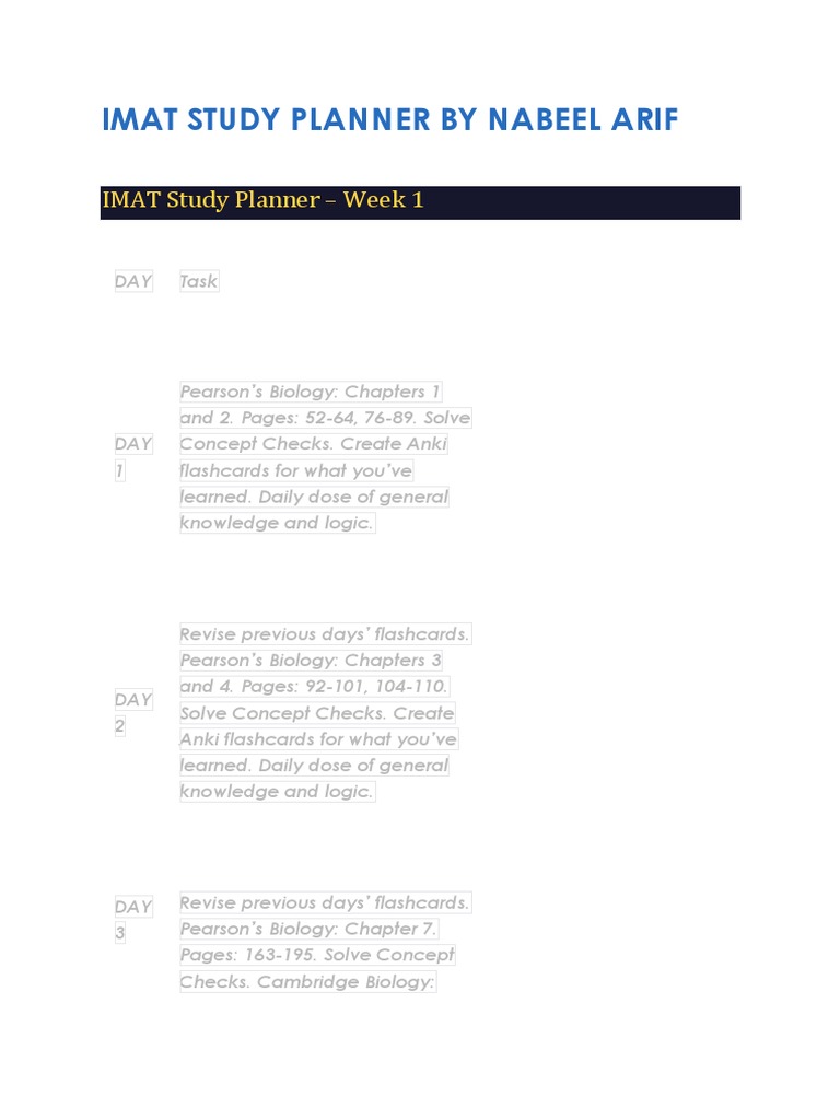Imat Study Planner by Nabeel Arif | PDF | Genetics | Biotechnology