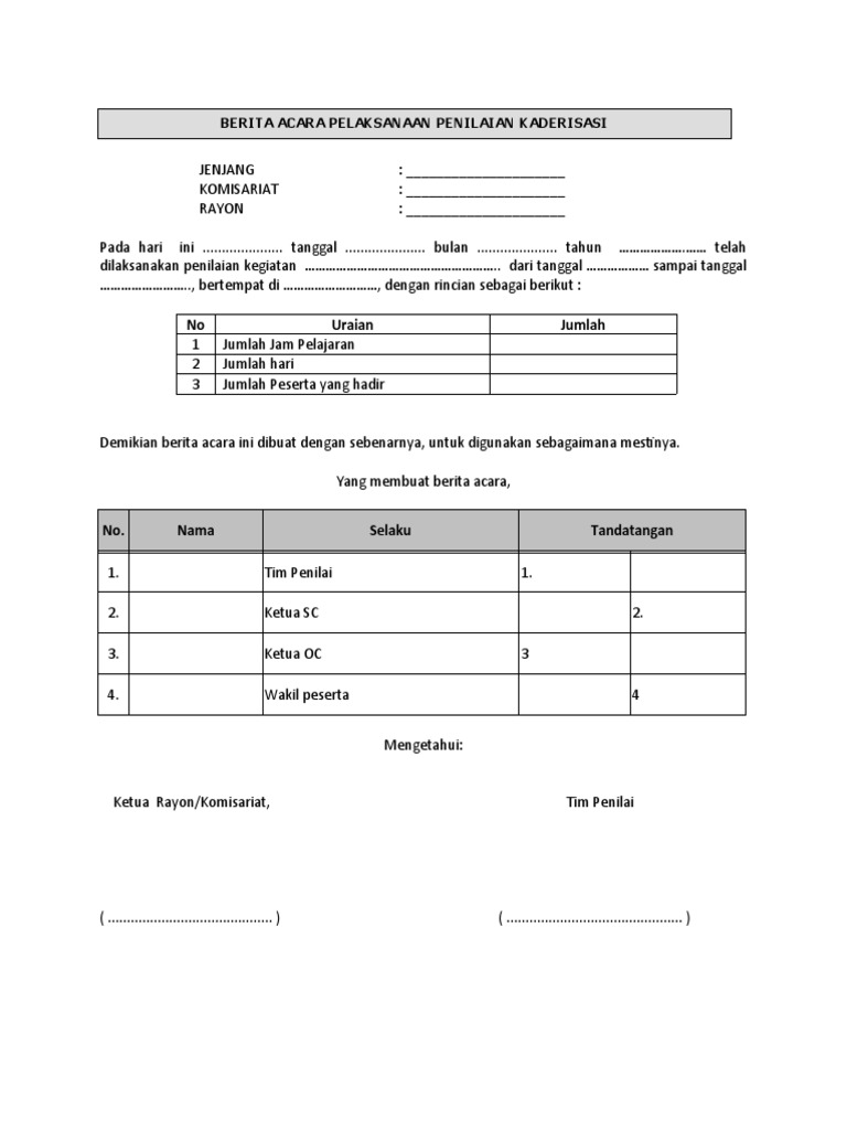Form Penilaian Kaderisasi | PDF