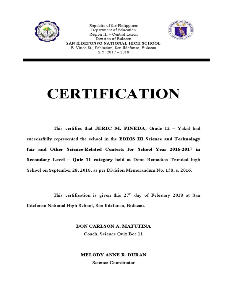 Certifications Awards | PDF | Philippines