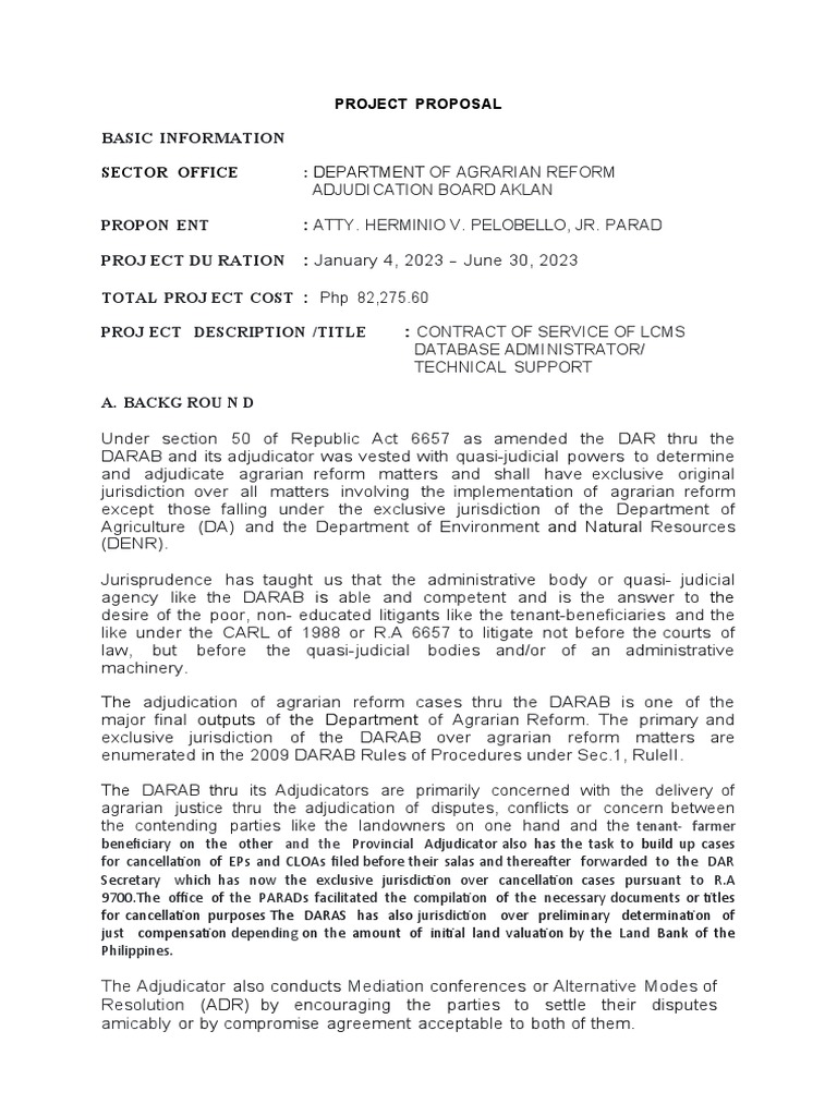 Project Proposal | PDF | Jurisdiction | Alternative Dispute Resolution