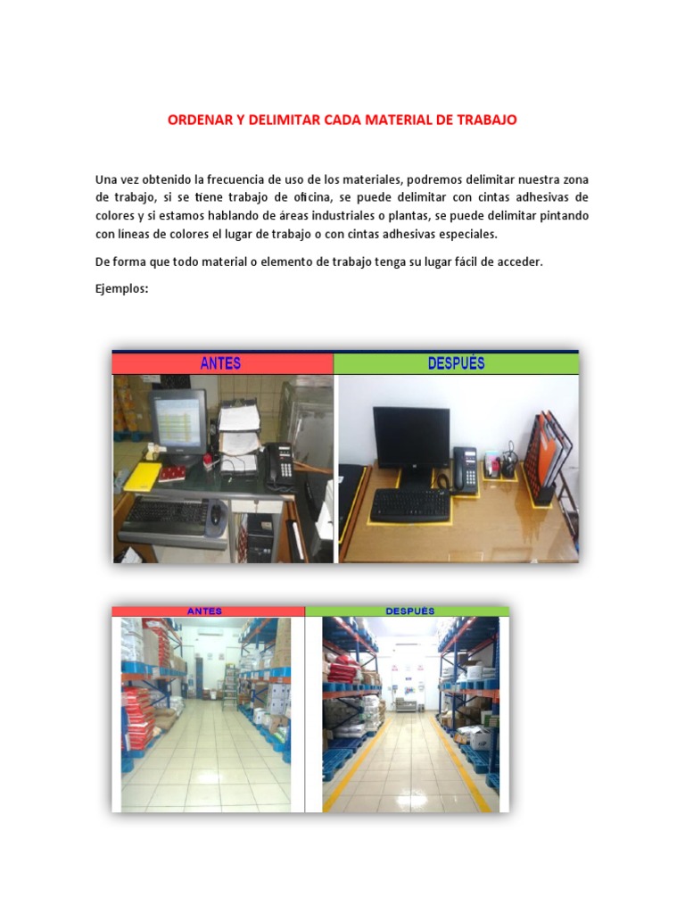 Ordenar y Delimitar área de trabajo | PDF