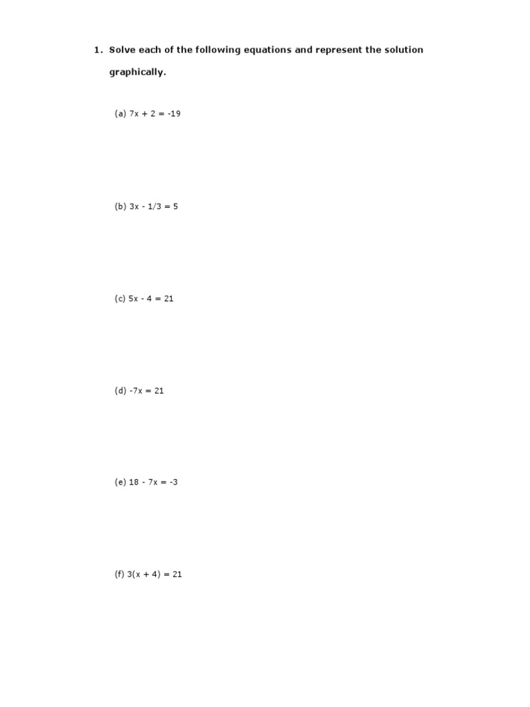 Solve Each of The Following Equations and Represent The Solution ...