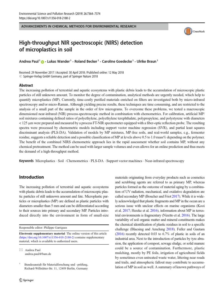 2018 High Throughput Nir Spectroscopic Nirs Detection Of