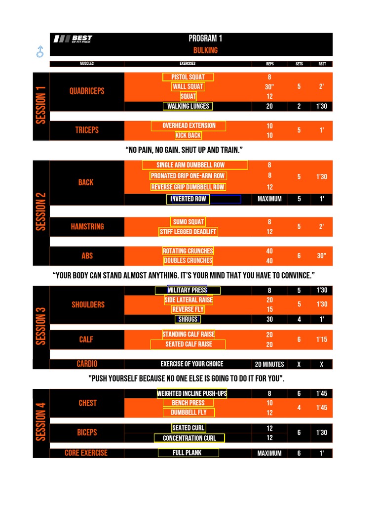 Two Dumbbells Bulking Program 1 | PDF | Weight Training | Physical Exercise