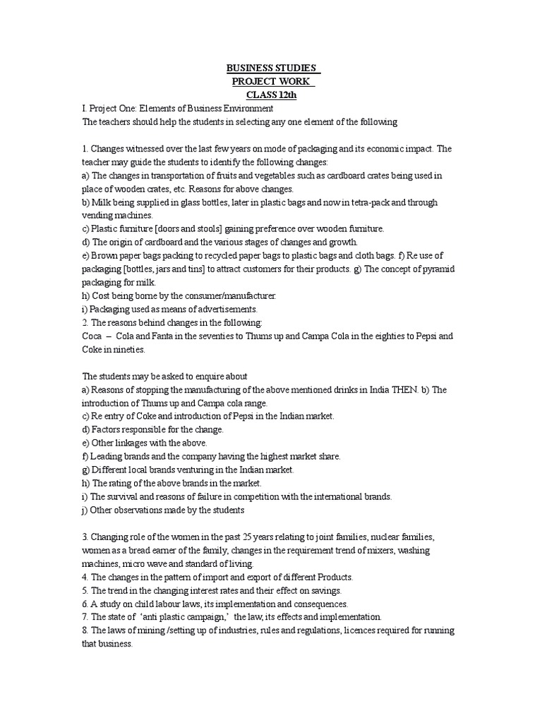 Class 12 Business Environment Project | PDF | Stocks | Retail