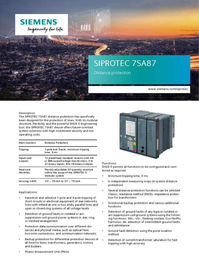 SIPROTEC 7SA87 Profile | PDF | Electrical Engineering | Electricity
