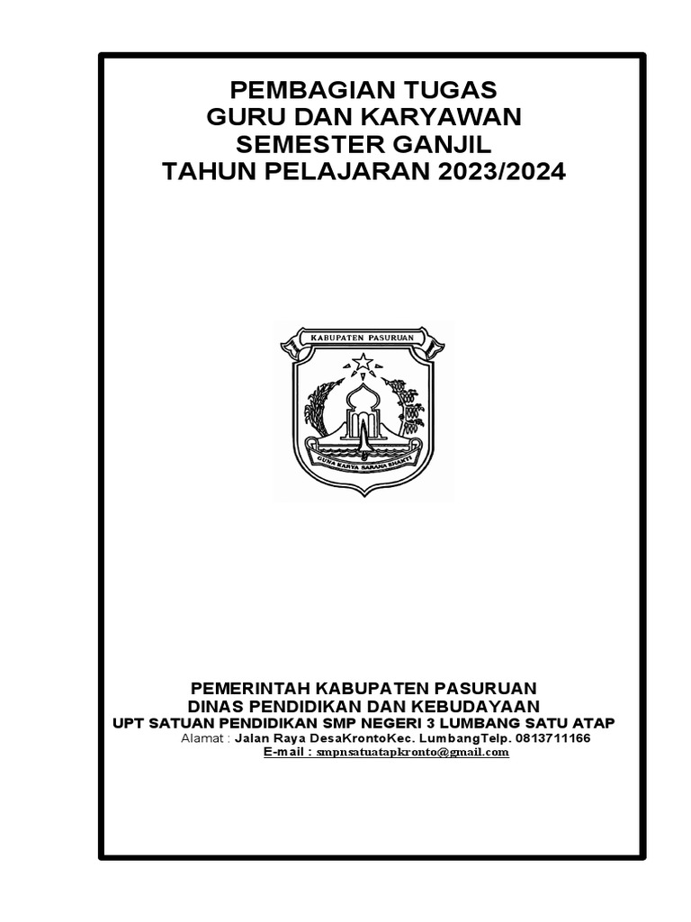 Cover Dan Rincian Tugas Guru Dan Karyawan Sekolah Fix | PDF