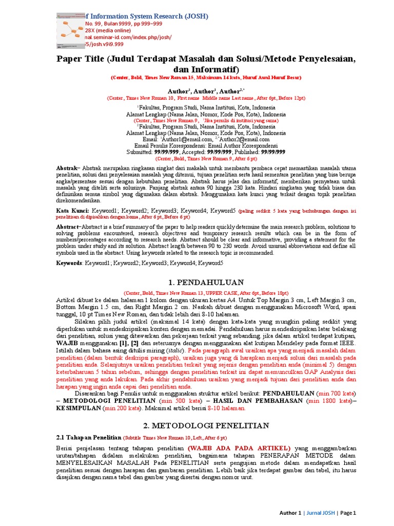 Template JOSH 2022 | PDF | Metode & Bahan Ajar