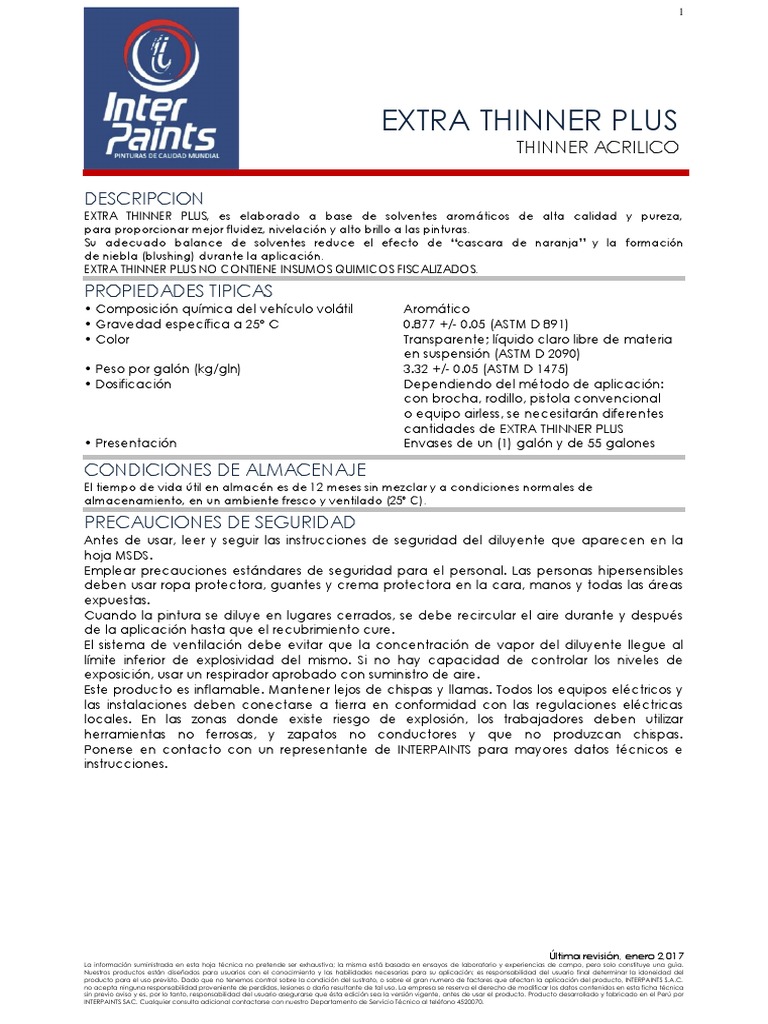 Extra Thinner Plus Jotun | PDF | Química | Ciencias fisicas