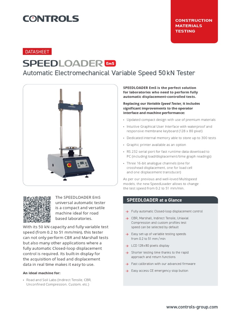 SpeedLoader - Automatic Electromechanical Variable Speed 50kN Tester ...