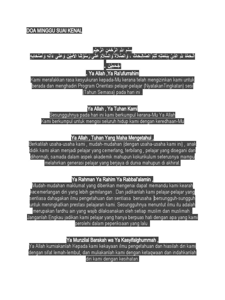 Doa Minggu Suai Kenal | PDF