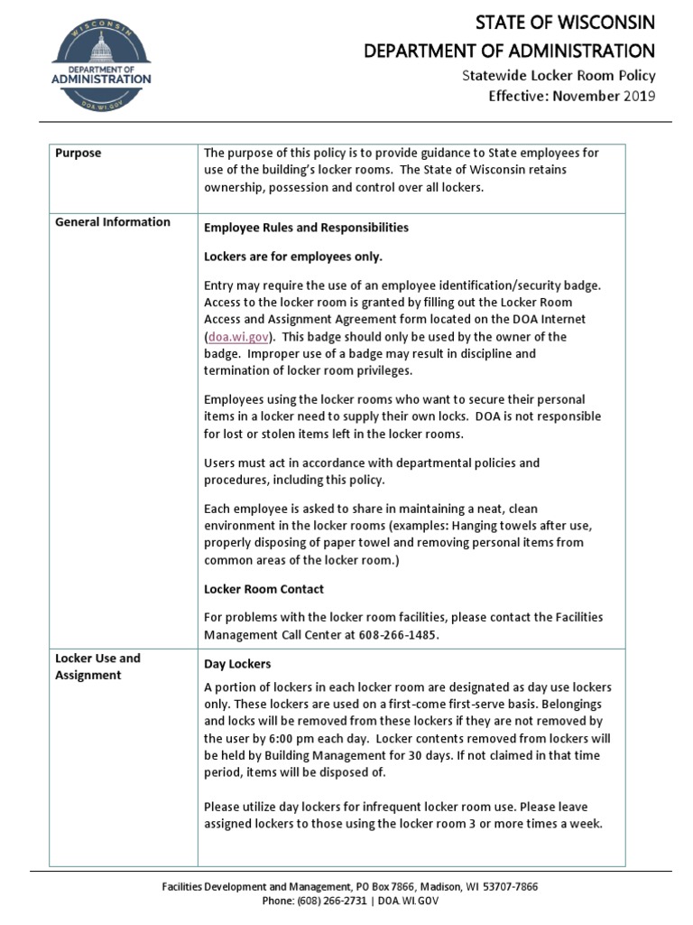 Statewide Locker Room Policy | PDF