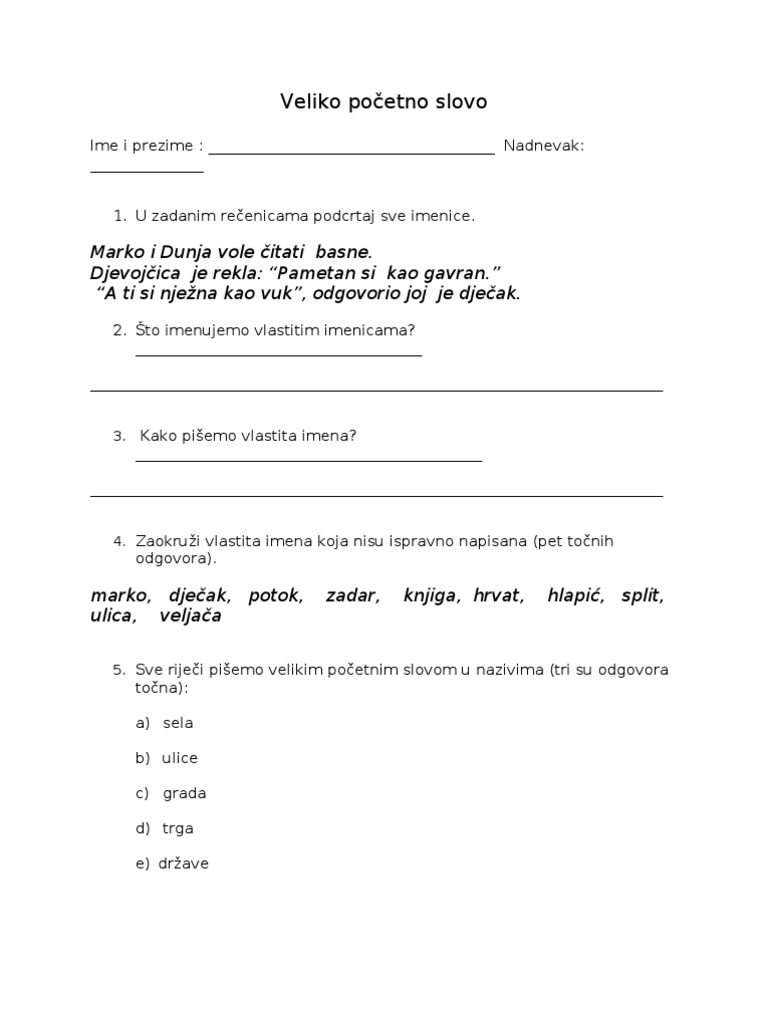 Veliko Početno Slovo | PDF