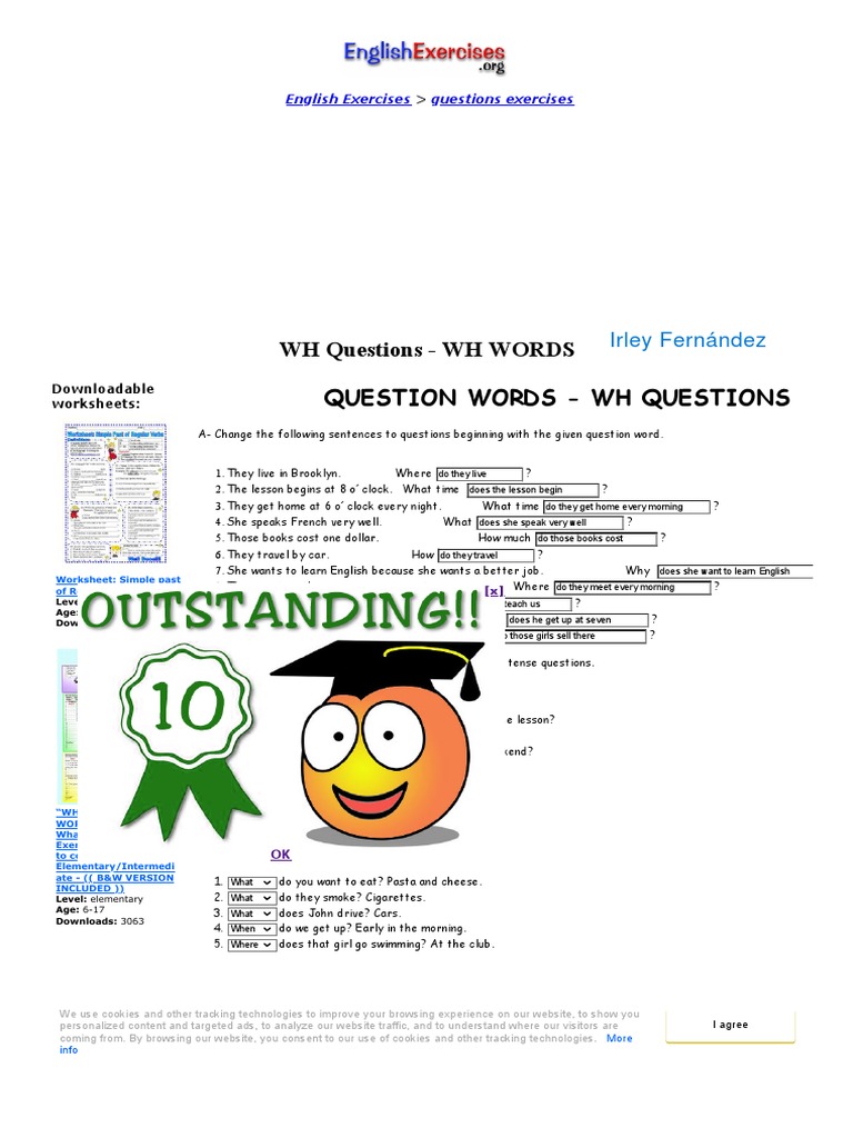 WH Questions Exercises for Beginners | PDF | English Language | Question