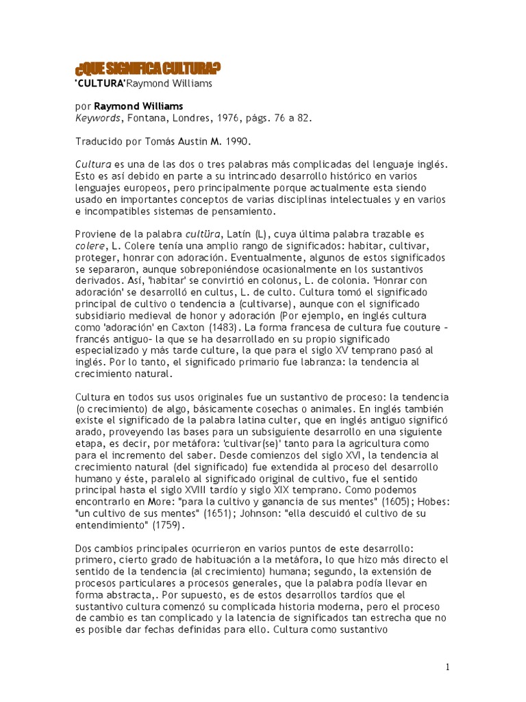 QUE - SIGNIFICA - CULTURA General | PDF | Civilización | Palabra