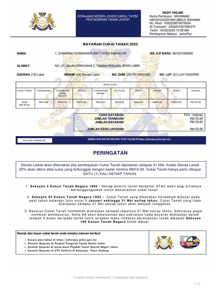 Resit Bayaran | PDF