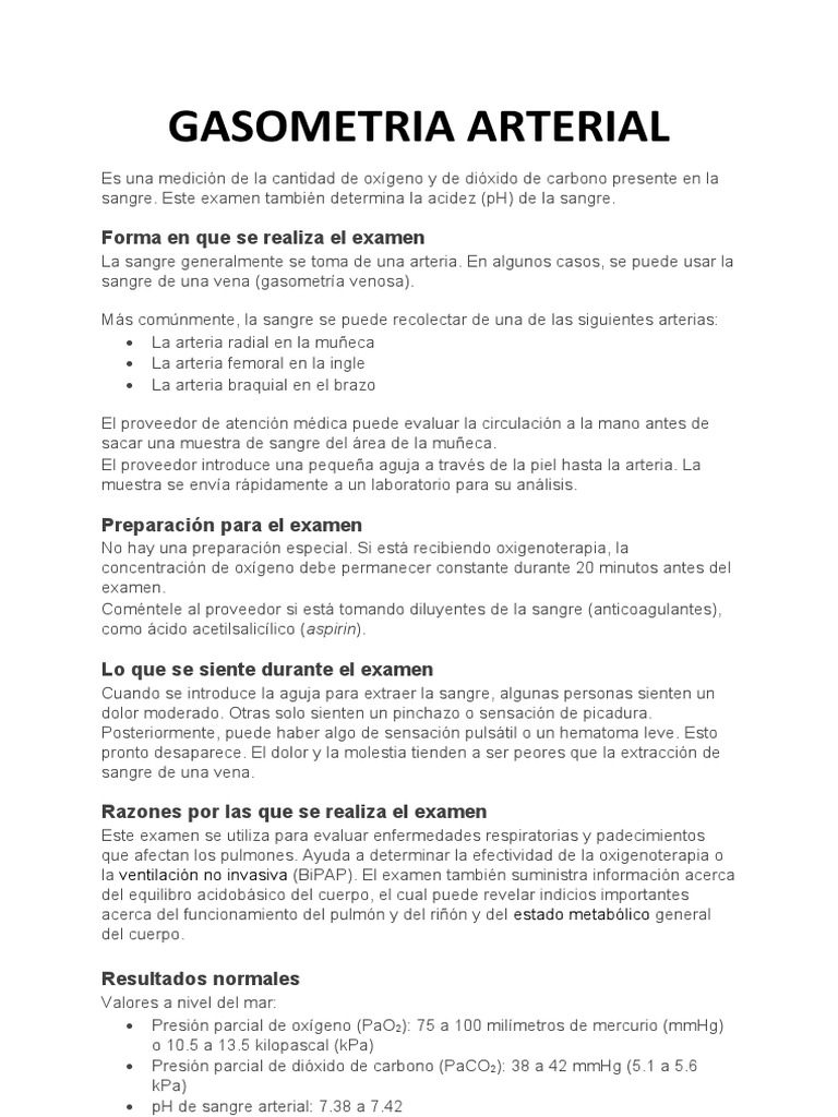 Gasometria Arterial | PDF | Sangre | Vena