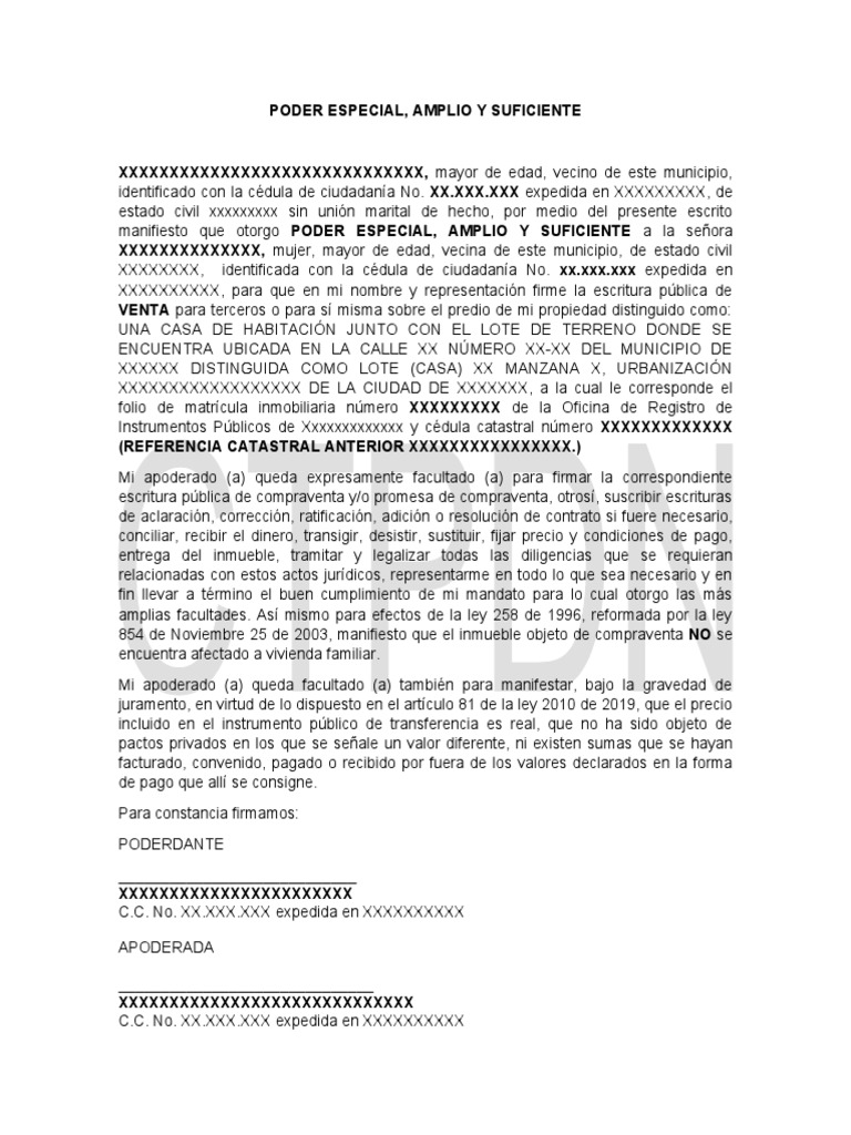 Modelo de Acta de Poder Especial | PDF | Justicia | Crimen y violencia