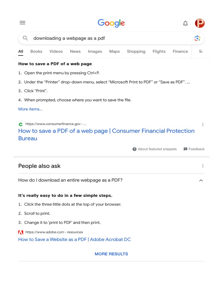 Downloading A Webpage As A PDF - Google Search | PDF | Web Page | World Wide Web