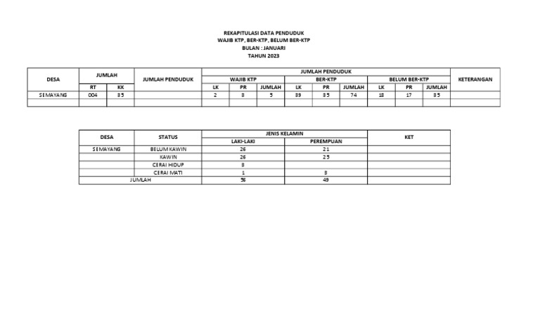 Rekap Data Wajib KTP | PDF