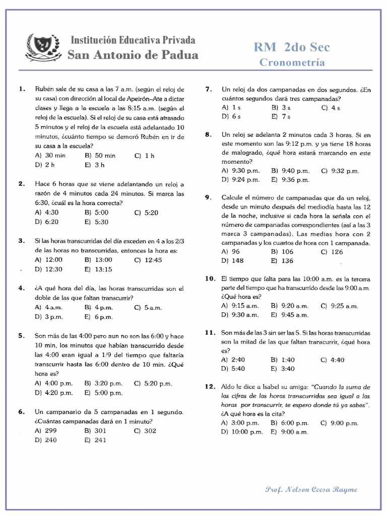 RM 2do Cronometría SAP | PDF