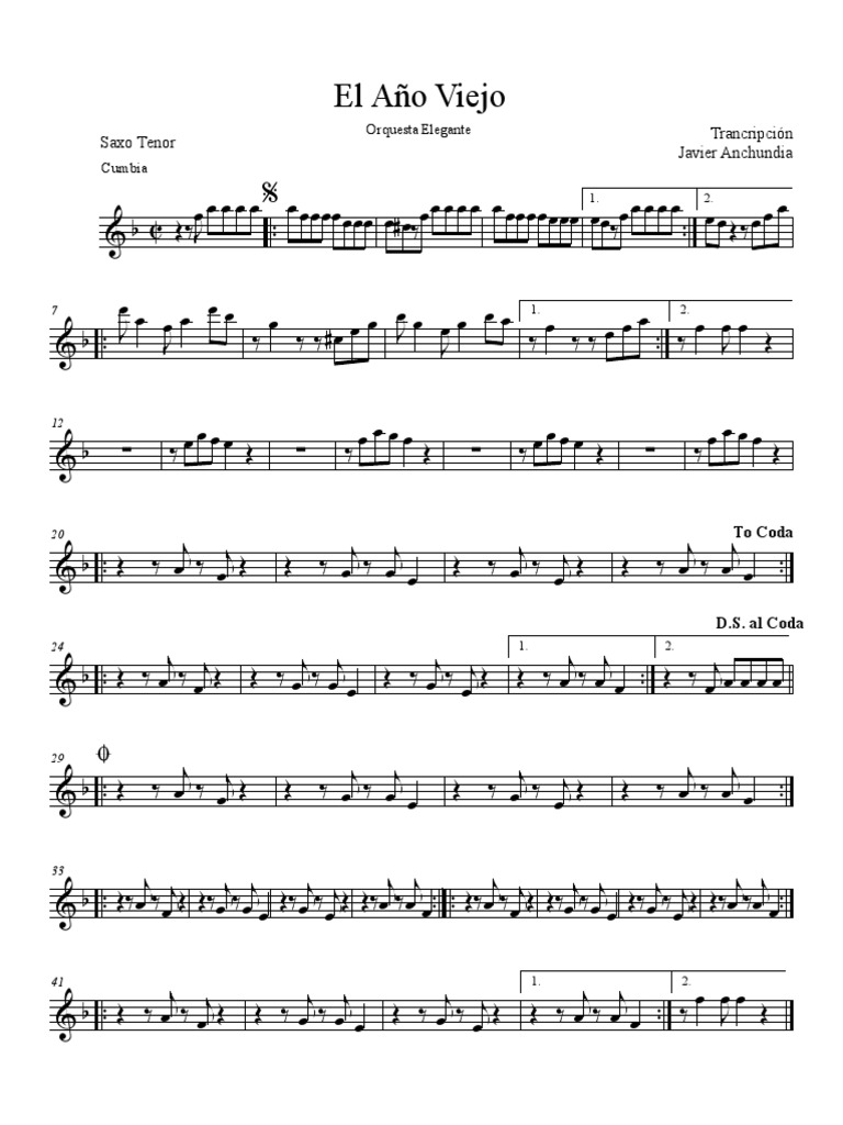 Año Viejo - Saxo Tenor | PDF