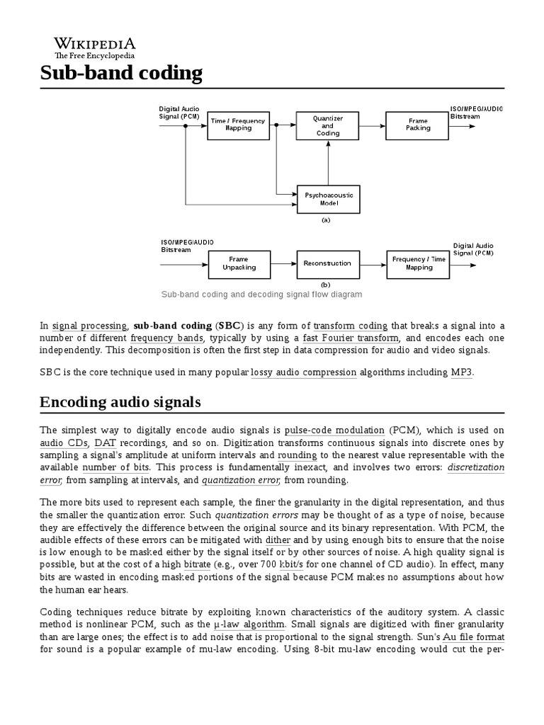 Sub-Band Coding | PDF | Audio Electronics | Digital Audio