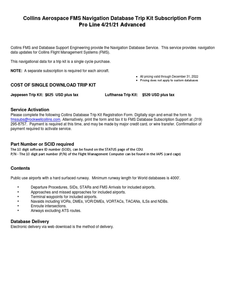 2022 ProLine 4 - 21 Advanced Trip Kit | Download Free PDF | Aviation ...