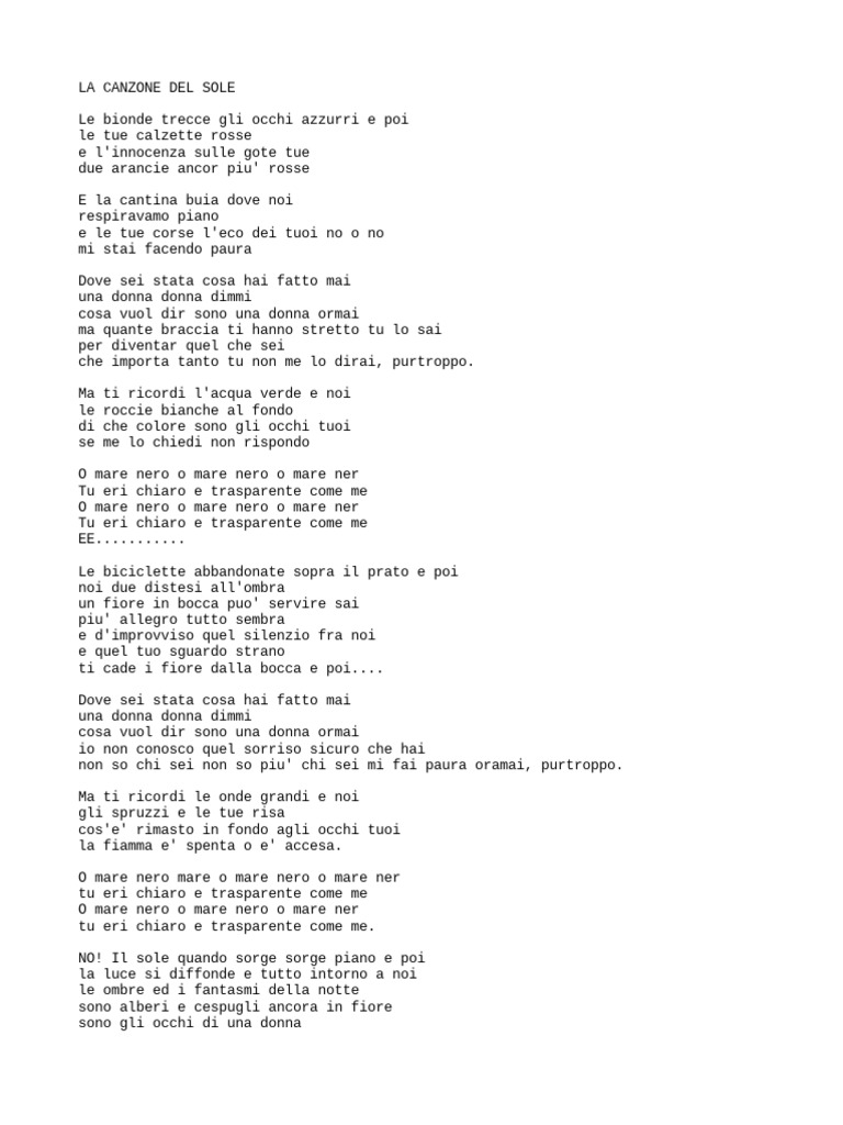 La Canzone Del Sole | PDF
