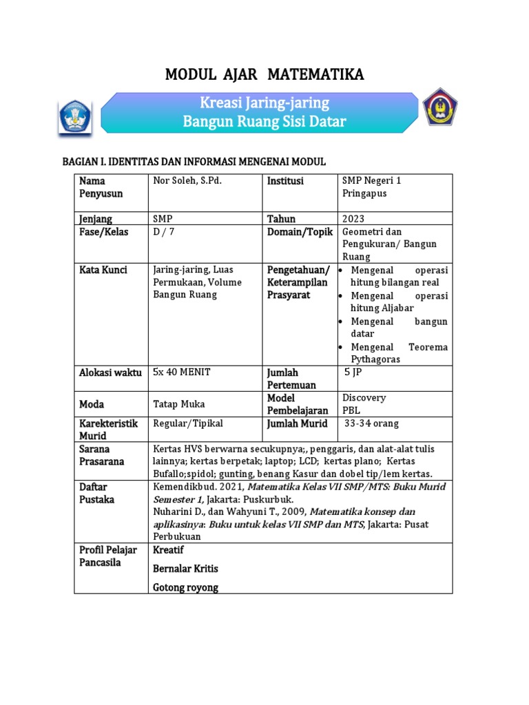 Modul Ajar Matematika BRSD | PDF