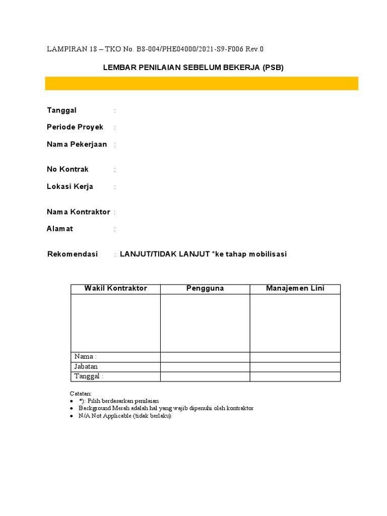 Lembar Penilaian PSB | PDF