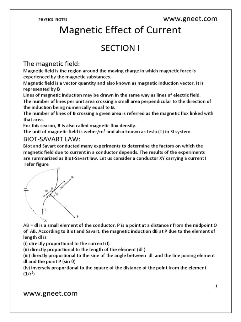 Magnetic Effect of Current | PDF | Magnetic Field | Electromagnetic ...