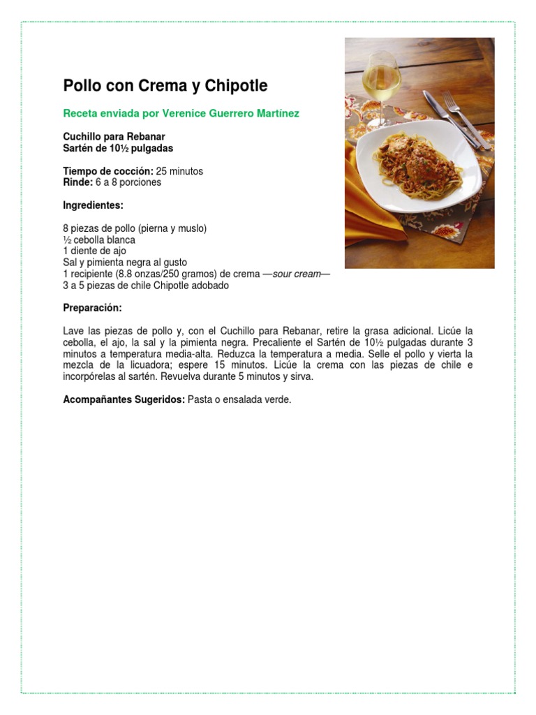 Pollo en Chipotle Receta | PDF
