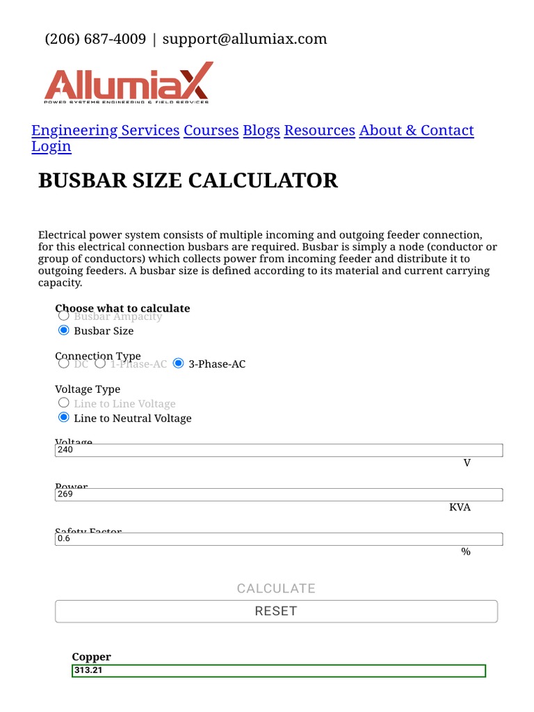 Bus Bar Size Calculator | PDF | Alternating Current | Direct Current