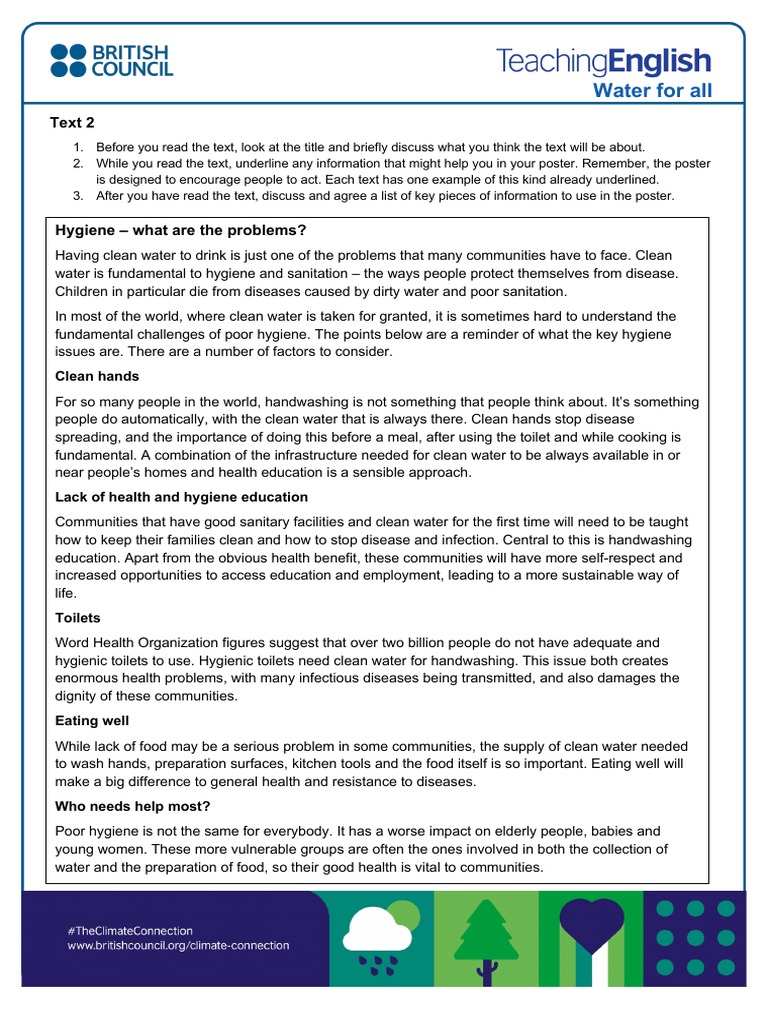 Water For All Reading Text 2 | PDF | Hygiene | Hand Washing