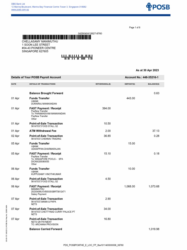 Statement | PDF | Overdraft | Deposit Account