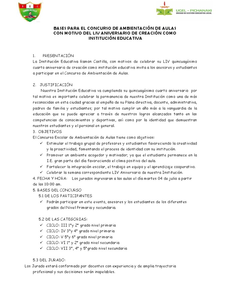 Bases de Ambientación de Aula 2023.. | PDF | Salón de clases | Aprendizaje