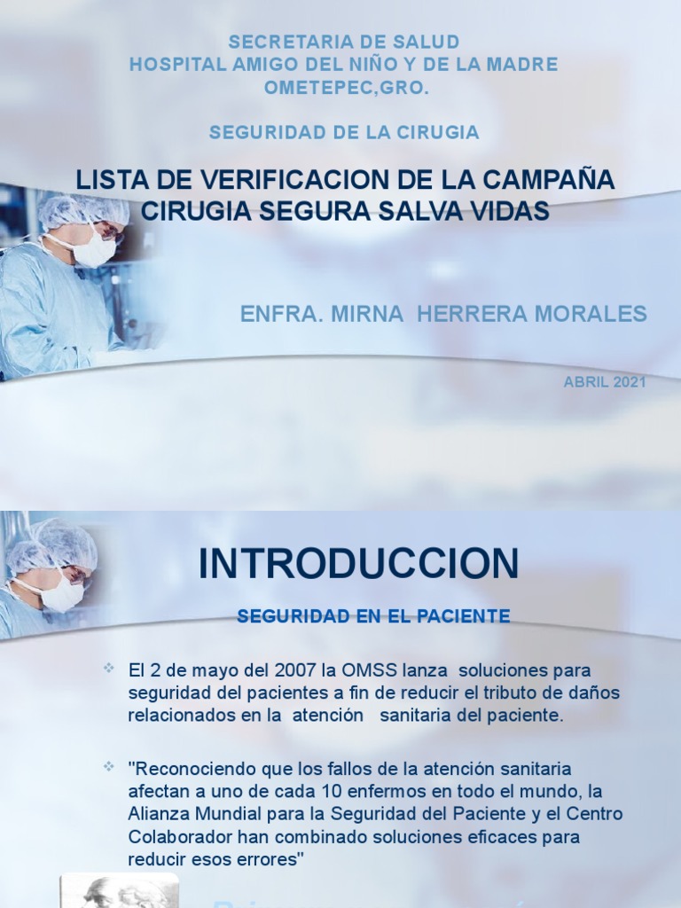 Cirugia Segura Pdf Cirugía Seguridad Del Paciente