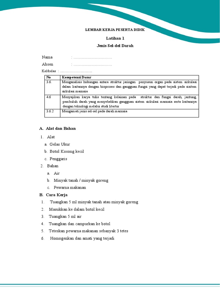 Contoh LKPD Microteaching | PDF