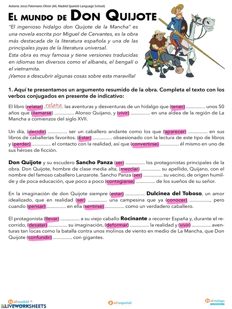 Don Quijote Invuloefening | PDF | Libros para adolescentes | Ficción ...