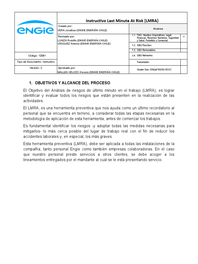 InstructivoLastMinuteAtRisk (LMRA) | PDF | Evaluación de riesgos ...