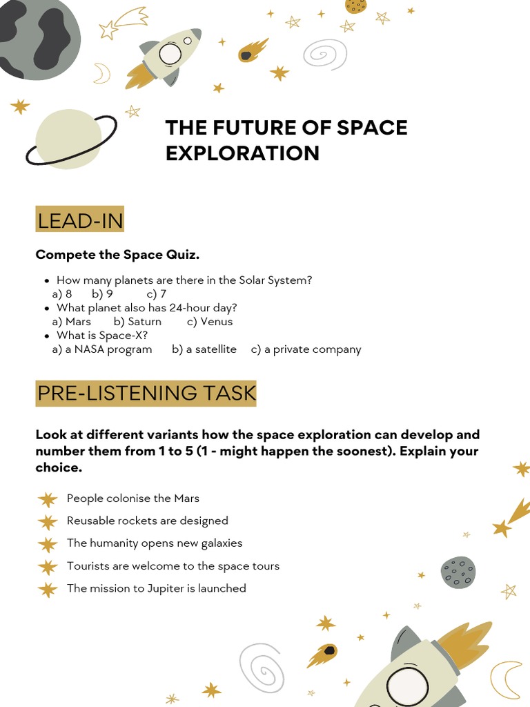 The Future of Space Exploration (Students' Worksheet) | PDF | Space ...