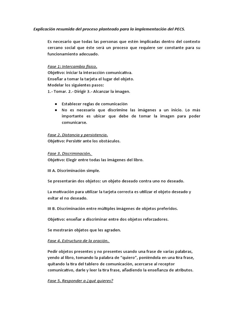 Implementación Del PECS | PDF