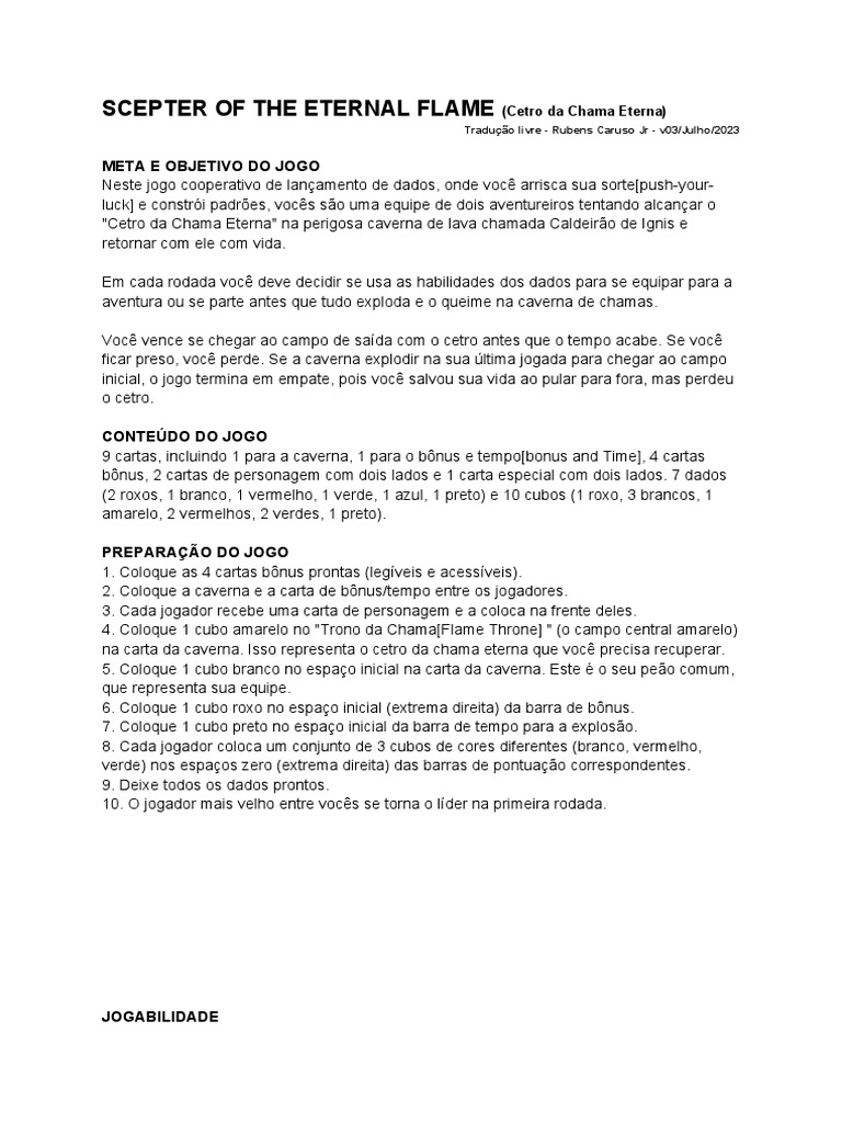 SCEPTER OF THE ETERNAL FLAME (Cetro Da Chama Eterna) | Download grátis PDF | Tempo | Vermelho