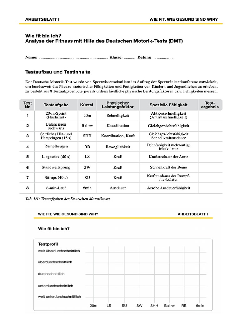 Analyse Template Fitness Deutschen Motorik-Test | PDF
