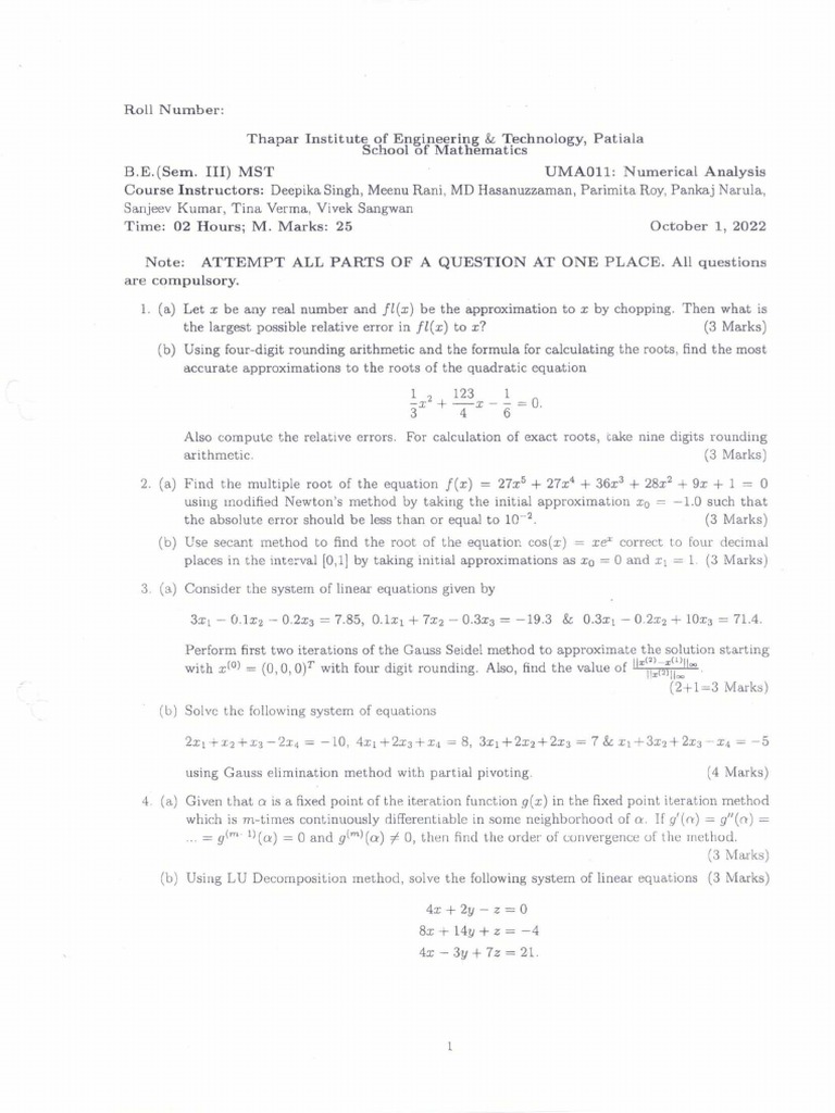 Uma011 2 | PDF | Mathematical Analysis | Numerical Analysis