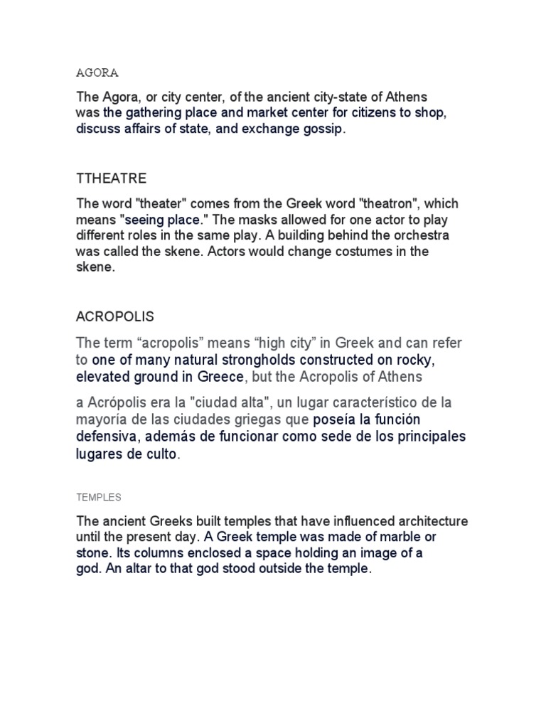 Ancient Athens: Agora, Theatre, Acropolis, Temples | PDF | Social ...